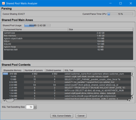 Interpréter le contenu du Shared Pool Analyzer - D.SIDE Software